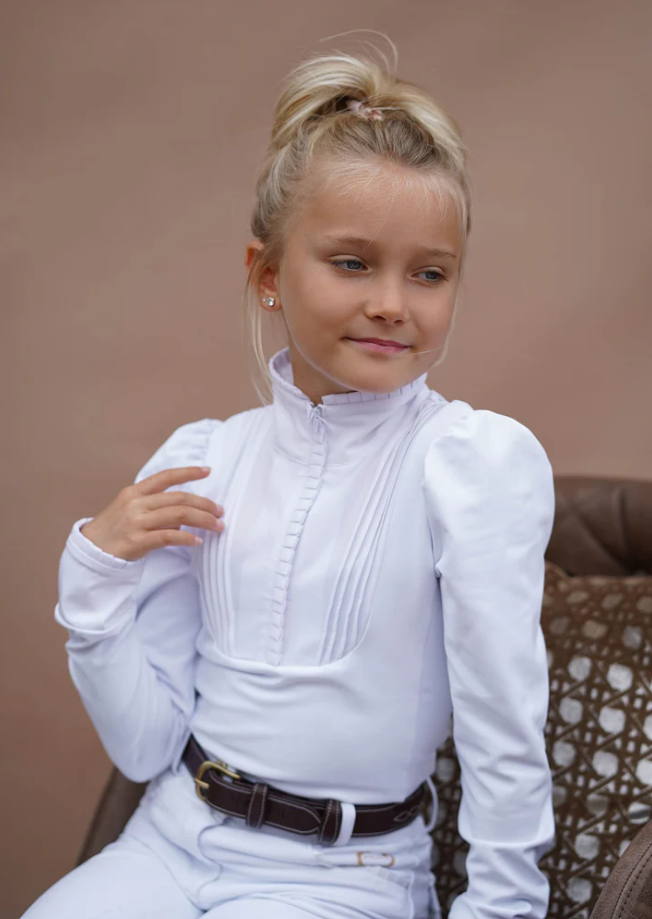 เสื้อขี่ม้าแขนยาว Joline สี White ผ้านุ่มระบายอากาศได้ดี ใส่แข่งขัน ...